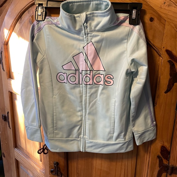 adidas | Jackets & Coats | Adidas Kids Pastel Blue Jacket With Pink ...